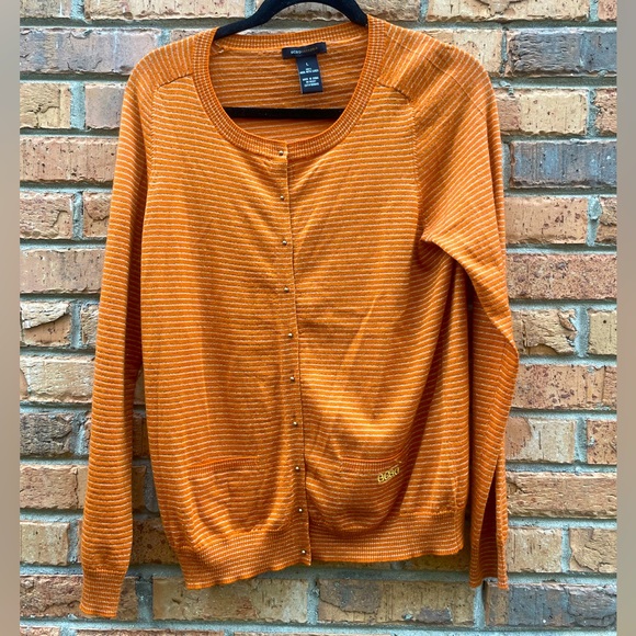 BCBGMaxAzria | Sweaters | Vintage Bcbg Gold Orange Cardigan Sweater ...